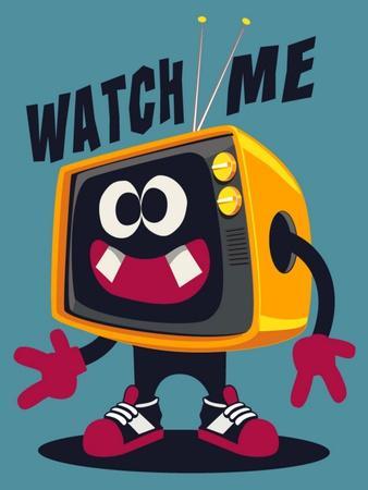 'Cool Retro Television Character Vector Design for Tee' Art Print ...