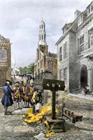 'British Colonial Government Burning Zenger's Newspaper on Wall Street ...