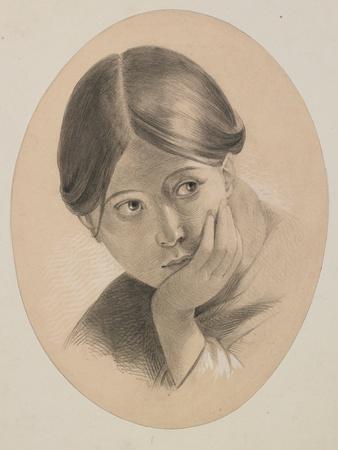 Portrait of a Girl, C.1860S-90S (Pencil with White Heightening on Paper ...