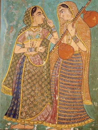 'Wall Painting in the Palace, Bundi, Rajasthan, India, Asia ...