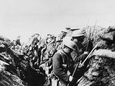 'Canadian Troops Fix Bayonets in Preparation for a Raid on Enemy Lines ...