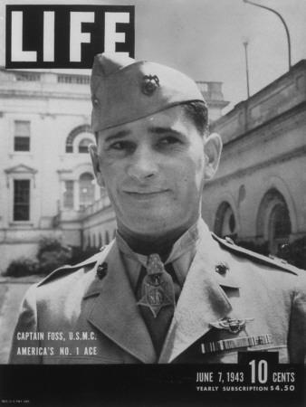 'Captain Joseph J. Foss Wearing the Congressional Medal of Honor in a ...