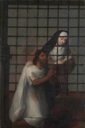 'Capuchin Nun Reading to an Indian Visitor through the Gates of a ...