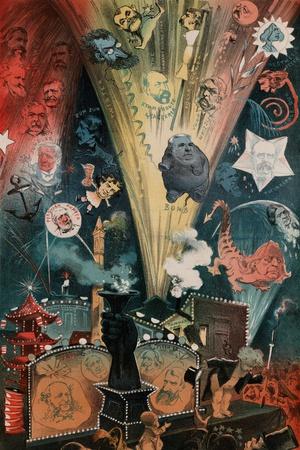 'Cartoon Depicting Political Leaders as Fireworks' Giclee Print | Art.com