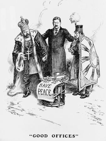 'Cartoon Depicting President Teddy Roosevelt Speaking to the Russian ...