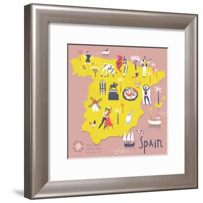 Cartoon Map of Spain with Legend Icons Art Print by Lavandaart | Art.com