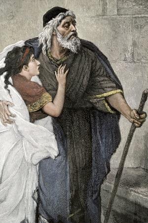 'Character of the Bible: an Old Hebrew Man Blind with His Daughter Who ...