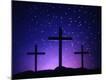 'Silhouetted Crosses Against Star-Filled Sky' Photographic Print ...
