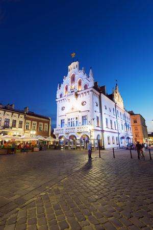 'Europe, Poland, Rzeszow, Rynek Town Square, Neo-Gothic Style Town Hall ...