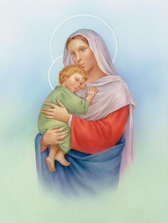 'The Virgin Mary Holding Baby Jesus' Giclee Print - Christo Monti | Art.com