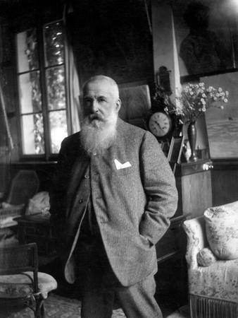 'Claude Monet in His Studio at Giverny (B/W Photo)' Giclee Print | Art.com