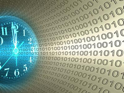 'Clock in Digital Vortex' Photographic Print | Art.com