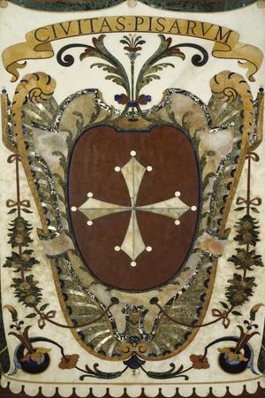 Coat of Arms of the City of Pisa, Polychrome Semiprecious Stones Giclee ...