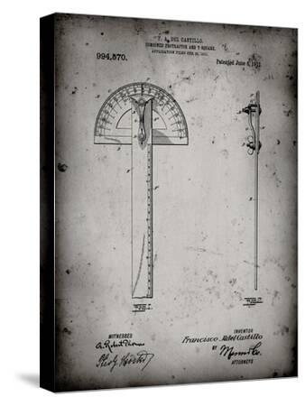 PP1002-Faded Grey Protractor T-Square Patent Poster Stretched Canvas ...