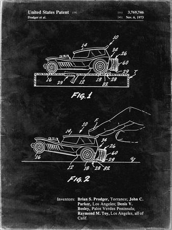 PP1020-Black Grunge Rubber Band Toy Car Patent Poster Giclee Print ...