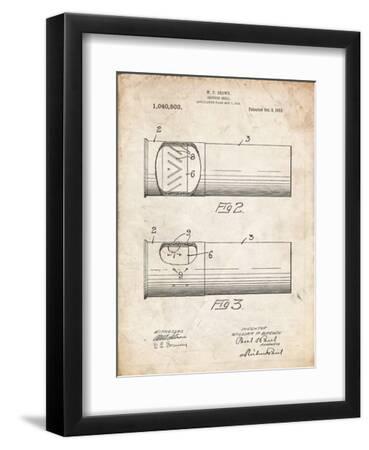PP1033-Vintage Parchment Shotgun Shell Patent Print Framed Giclee Print ...