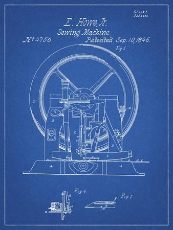 'PP1035-Blueprint Singer Sewing Machine Patent Poster' Giclee Print ...