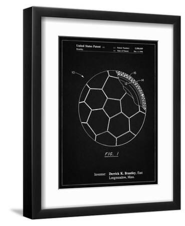 PP1047-Vintage Black Soccer Ball Layers Patent Poster Framed Giclee ...