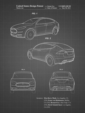 'PP1093-Black Grid Tesla Model S Poster' Giclee Print - Cole Borders ...