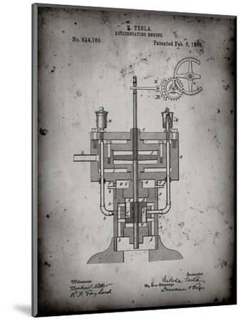 'PP1094-Faded Grey Tesla Reciprocating Engine Poster' Mounted Giclee ...