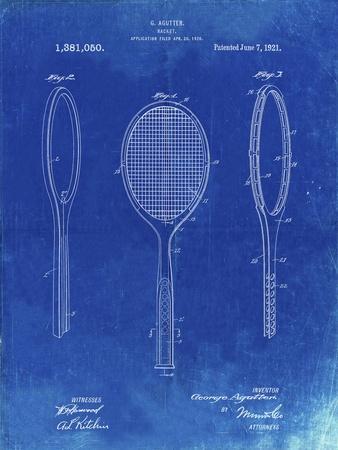 'PP1128-Faded Blueprint Vintage Tennis Racket Patent Poster' Giclee ...