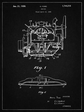 'PP220-Vintage Black Model A Ford Pickup Truck Engine Poster' Giclee ...