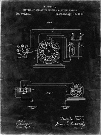 'PP264-Black Grunge Tesla Operating Electric Motors Map Poster' Giclee ...