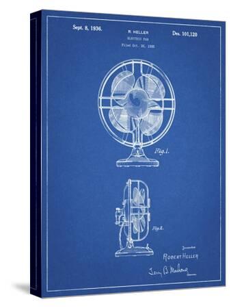 PP266-Blueprint Table Fan Patent Poster Stretched Canvas Print - Cole ...