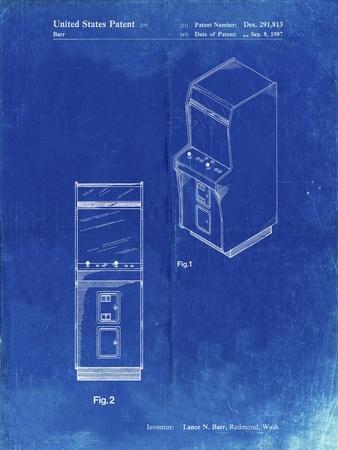 'PP357-Faded Blueprint Arcade Game Cabinet Front Figure Patent Poster ...