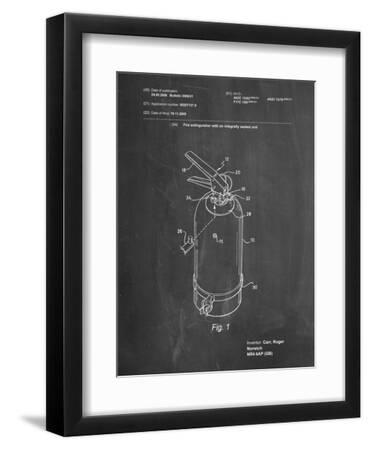 'PP396-Chalkboard Modern Fire Extinguisher Patent Poster' Framed Giclee ...