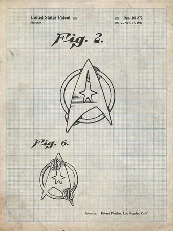 PP544-Antique Grid Parchment Star Trek Star Fleet Insignia Patent ...