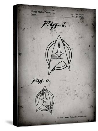 PP544-Faded Grey Star Trek Star Fleet Insignia Patent Poster Stretched ...