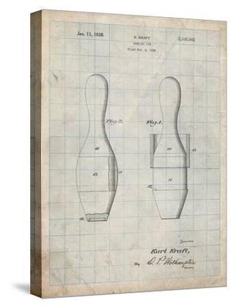 PP653-Antique Grid Parchment Bowling Pin 1938 Patent Poster Stretched ...