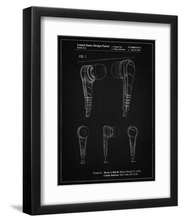 PP686-Vintage Black Ear Buds Patent Poster Framed Giclee Print - Cole ...