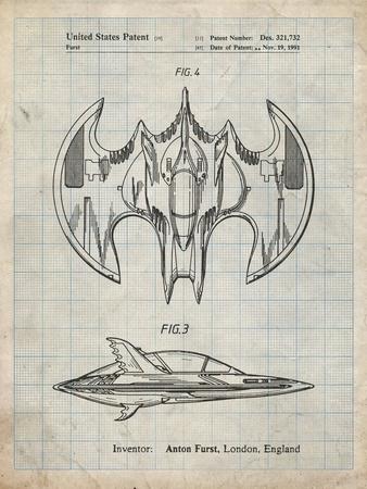 'PP719-Antique Grid Parchment Batman Batwing Poster' Giclee Print ...
