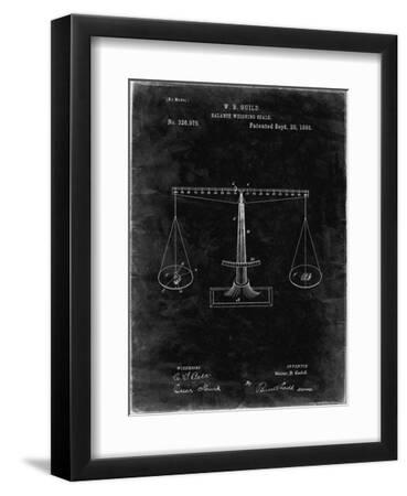 'PP84-Black Grunge Scales of Justice Patent Poster' Framed Giclee Print ...