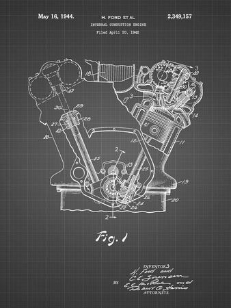 PP844-Black Grid Ford Internal Combustion Engine Poster Giclee Print ...