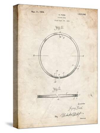 'PP846-Vintage Parchment Ford Piston Ring Patent Poster' Stretched ...