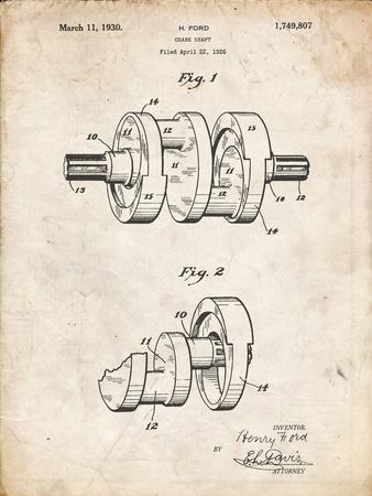 PP877-Vintage Parchment Henry Ford Crank Shaft 1926 Poster Giclee Print ...