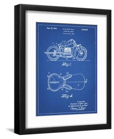 PP893-Blueprint Indian Motorcycle Saddle Patent Poster Framed Giclee ...