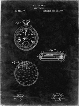 'PP940-Black Grunge Lemania Swiss Stopwatch Patent Poster' Giclee Print ...