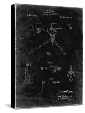 PP964-Black Grunge Mount for Machine Gun Patent Poster Stretched Canvas ...