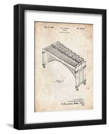 PP967-Vintage Parchment Musser Marimba Patent Poster Framed Giclee ...