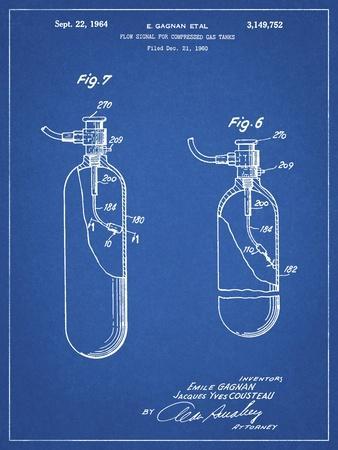 PP981-Blueprint Oxygen Tank Poster Giclee Print - Cole Borders | Art.com