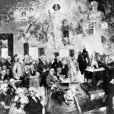 'Collage Type Drawing of the Constitution Meeting' Giclee Print | Art.com