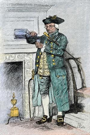 'Colon Himself Using a Glass of Liquor. Colouring Engraving from an ...