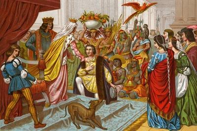 'Columbus Bringing Gifts from the New World to Queen Isabella of Spain ...