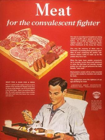'Convalescents Meat Eating Soldiers WWII, USA, 1940' Giclee Print | Art.com