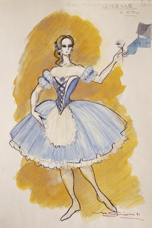 'Costume Sketch by Giarri for Giselle, First Act of Homonymous Opera by ...