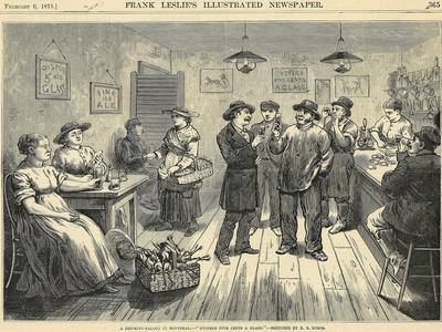 'Crowd Enjoying Food & Drink in Saloon' Giclee Print | Art.com